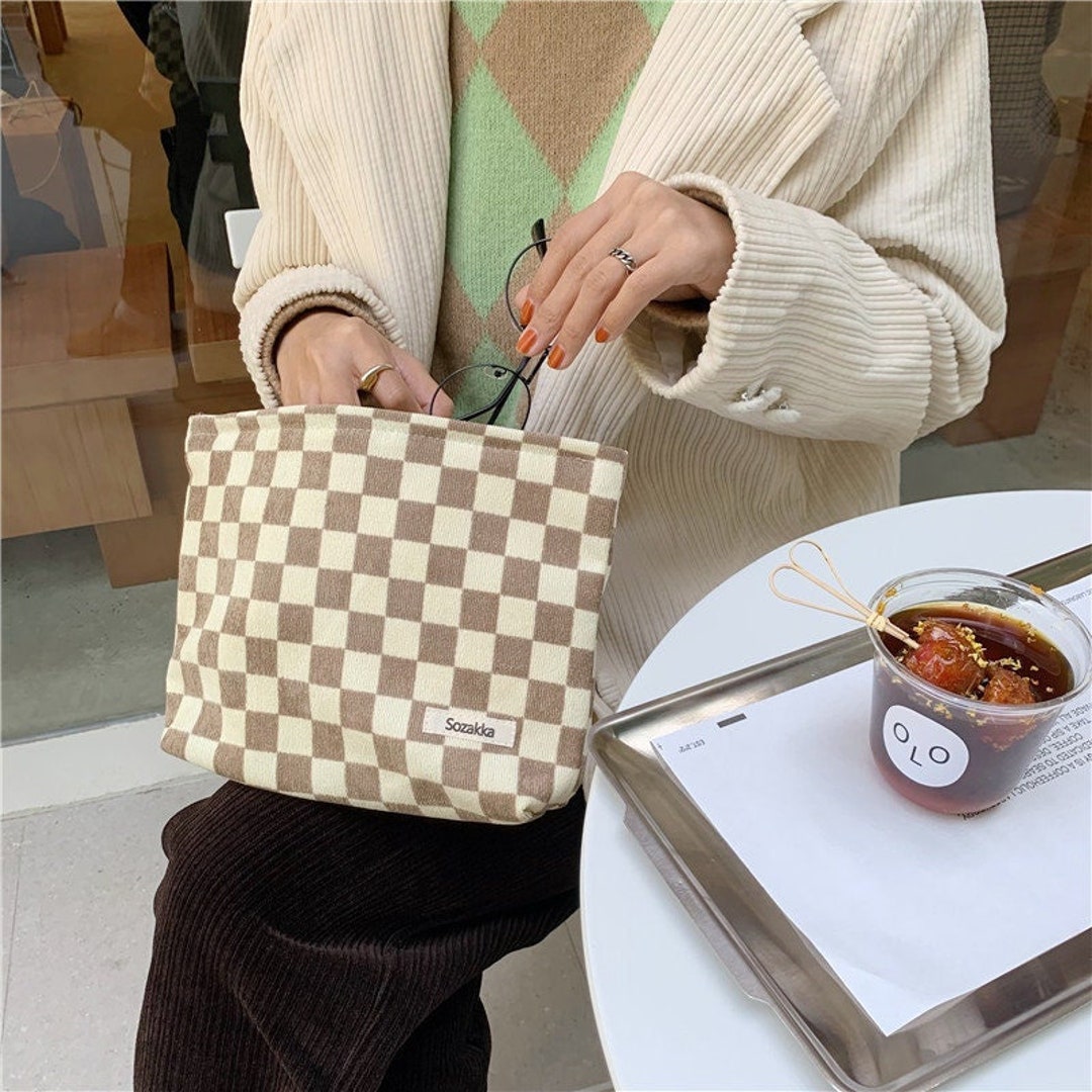 Handmade Corduroy Checkerboard Makeup Bag,pencil Bag,cosmetic Bag ...