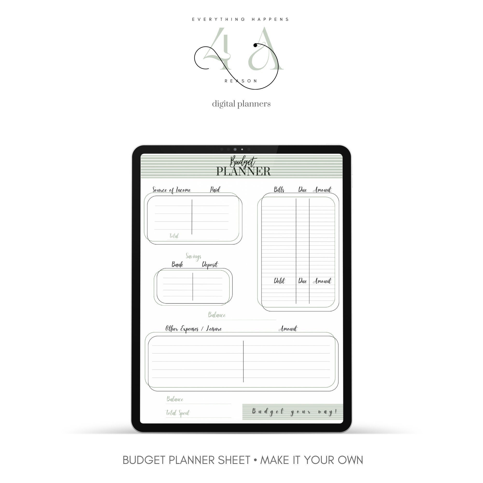 Budget Planner Sheet EHFAR DP Digital Planner iPad Planner Goodnotes ...