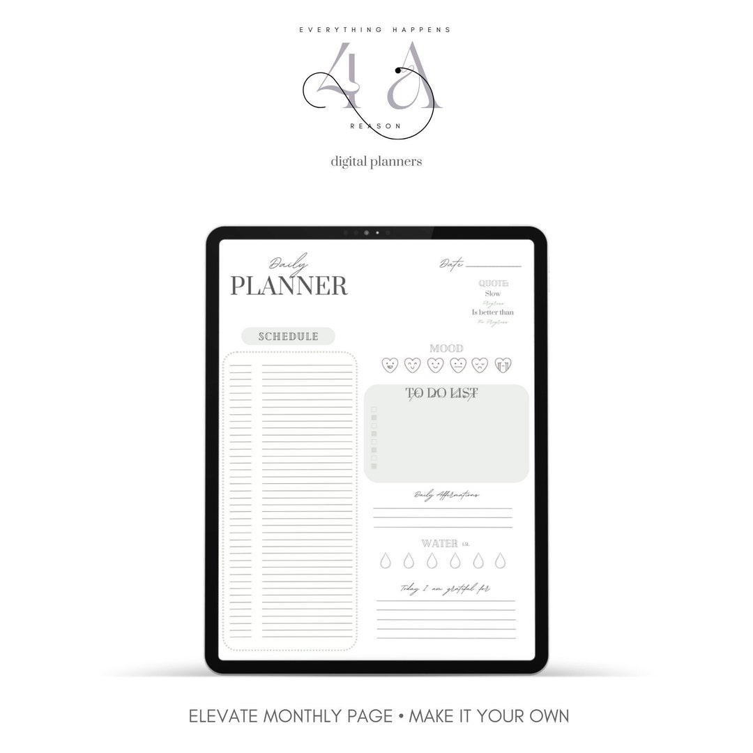 Daily Planner Sheet in Black & White EHFAR DP Digital Planner iPad ...