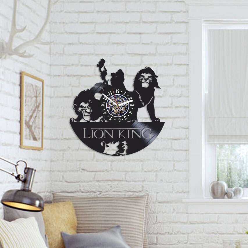 Lion King Vinyl Record Black Wall Clock Creative Wall Decor for Nursery ...