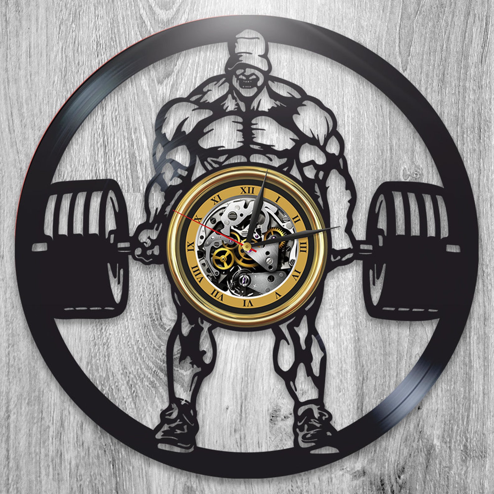 Bodybuilder Vinyl Record Sports Wall Clock Fitness Wall Art Original ...