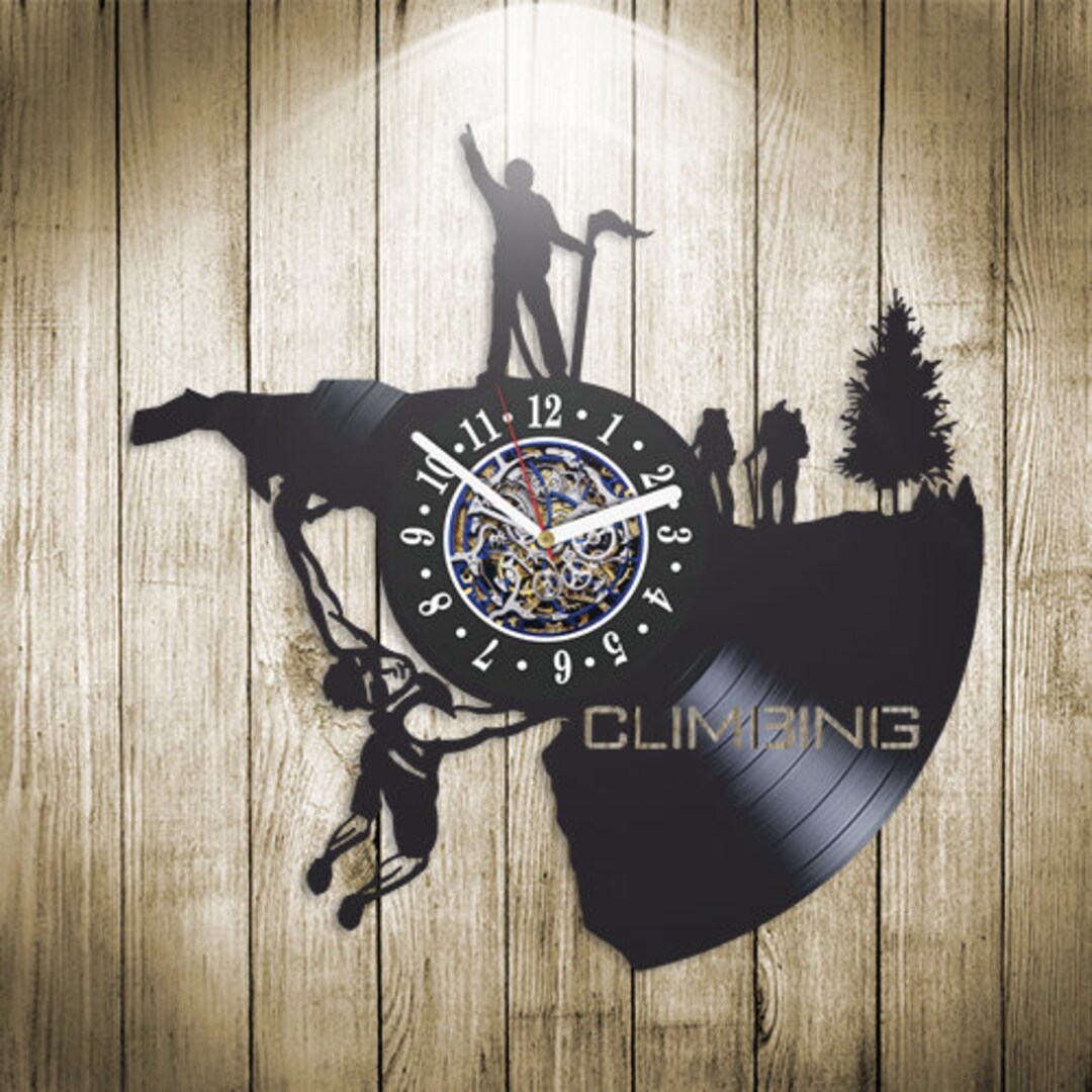 Climbing Vinyl Record Black Wall Clock Travel Lover Gifts Unique Decor ...