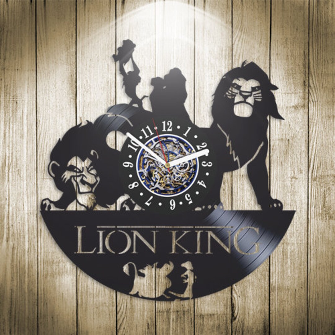 Lion King Vinyl Record Black Wall Clock Creative Wall Decor for Nursery ...