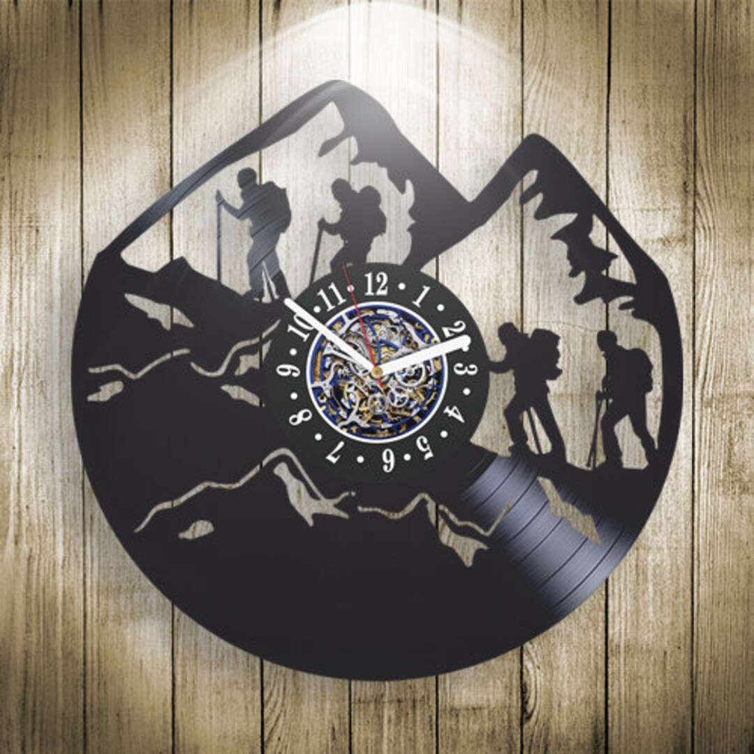 Mountain Lover Vinyl Record Laser Cut Wall Clock Travel Lover Gift for ...