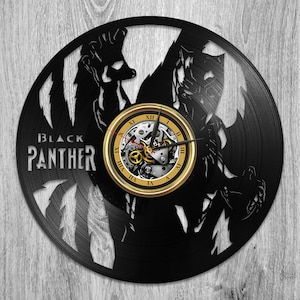 Black Panther Vinyl Record Round Wall Clock Creative Decor for Boys ...