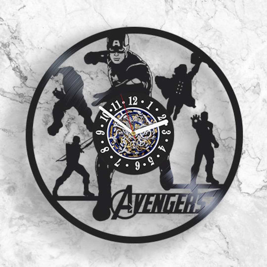 Avengers Superheroes Vinyl Record Wall Clock Handmade Home Decor Marvel ...