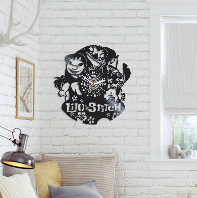 Lilo and Stitch Vinyl Record Cute Wall Clock Cartoon Room - Etsy