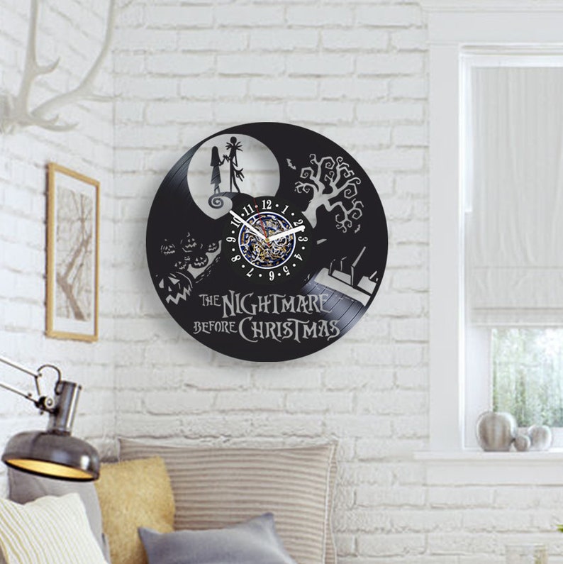 Nightmare Before Christmas Vinyl Record Wall Clock Spooky Wall Art Jack ...