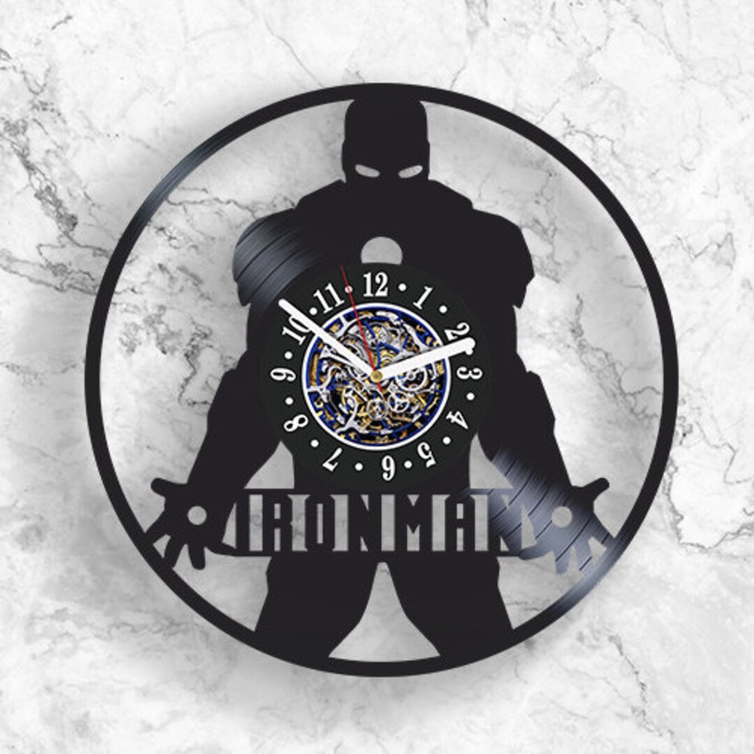 Iron Man Vinyl Record Laser Cut Clock Marvels Universe Original Decor ...