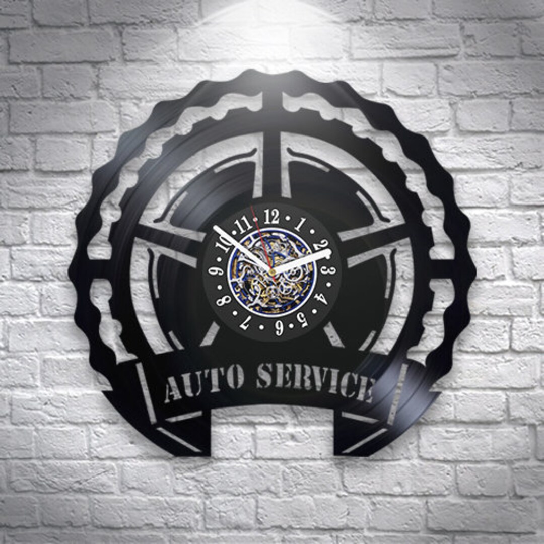 Auto Service Logo Vinyl Record Wall Clock 12" Personalization Home ...