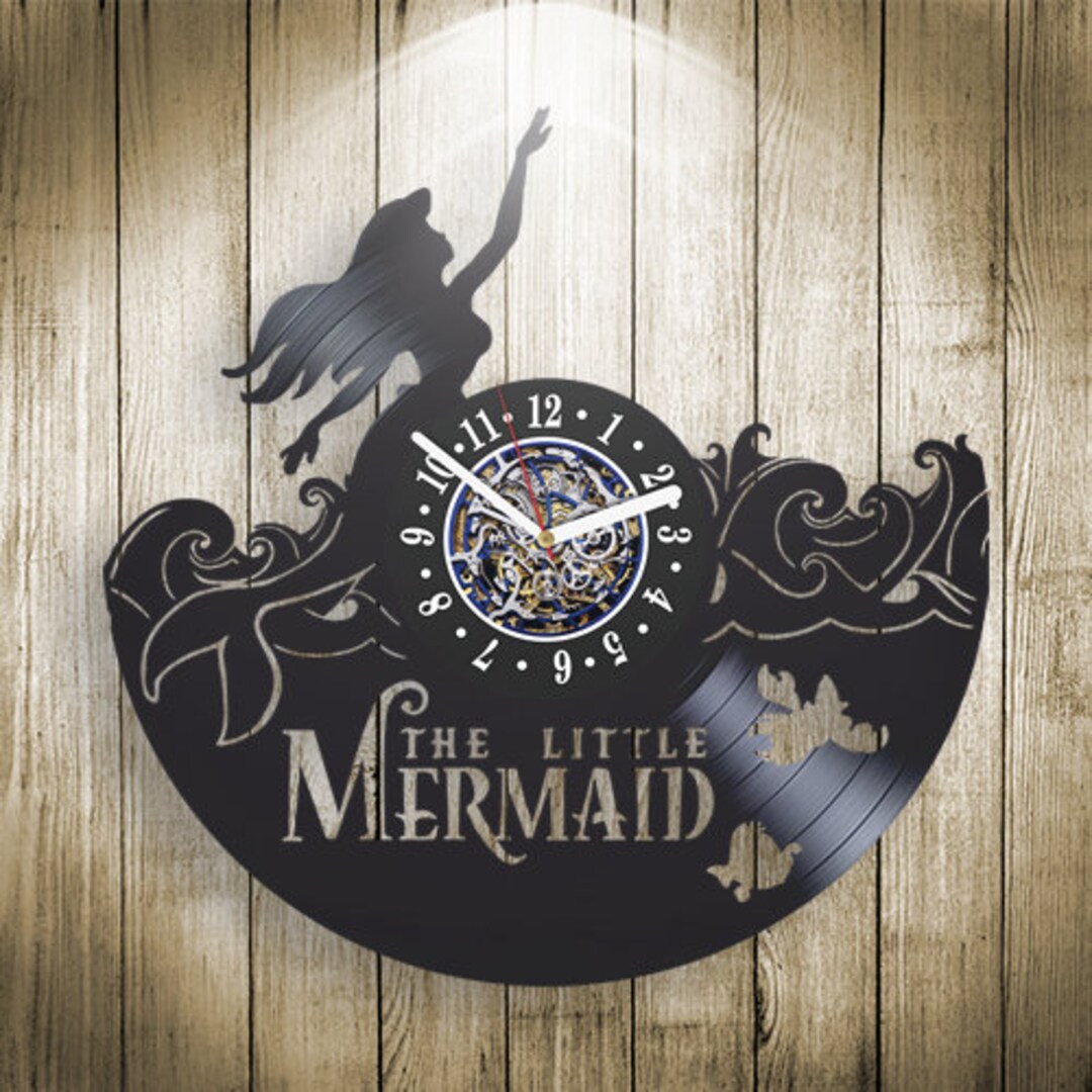 The Little Mermaid Vinyl Record Handmade Wall Clock Disneyland Wall Art ...