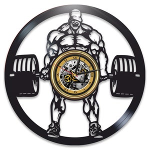 Bodybuilder Vinyl Record Sports Wall Clock Fitness Wall Art Original ...