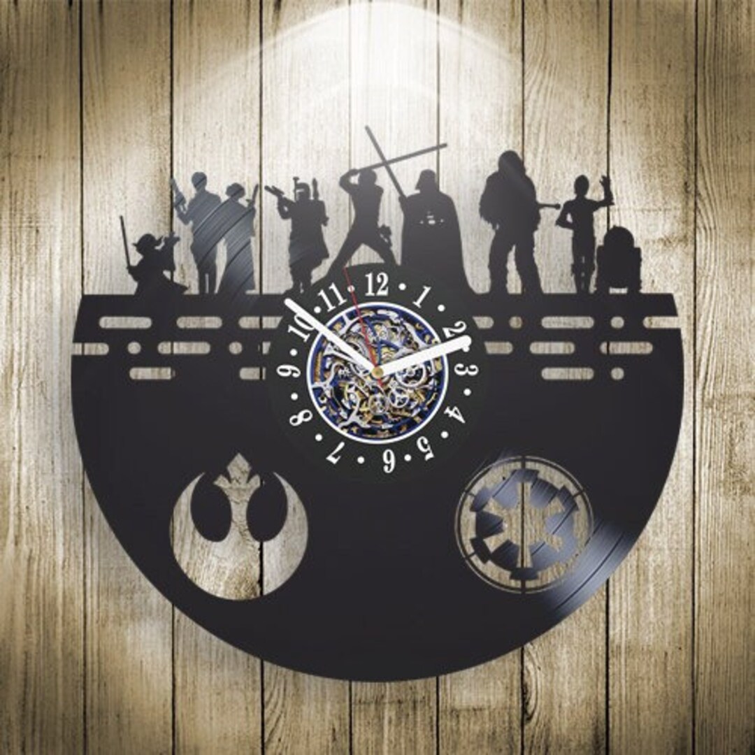 Star Wars Characters Vinyl Record Laser Cut Clock Star Wars Movie Retro ...