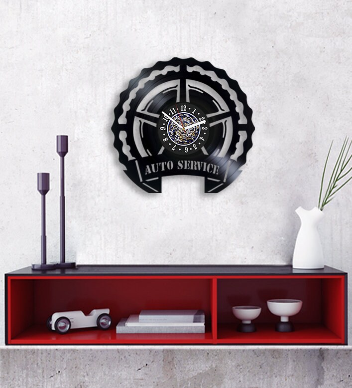 Auto Service Logo Vinyl Record Wall Clock 12" Personalization Home ...
