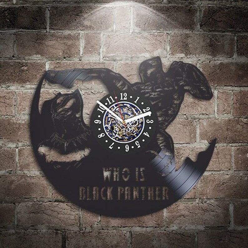 Black Panther Vinyl Record Laser Cut Wall Clock Marvels Gifts for Women ...