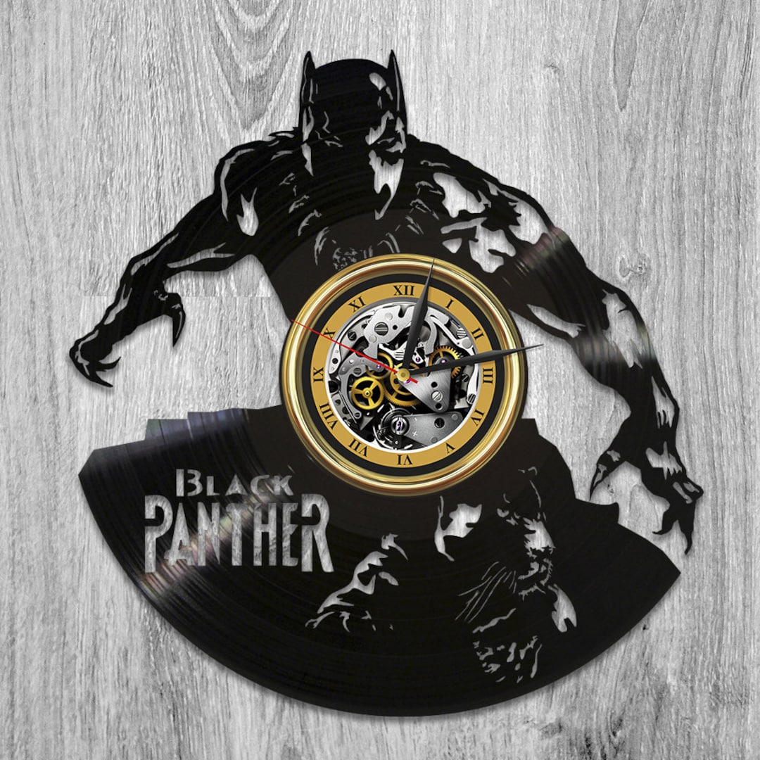 Black Panther Vinyl Record Modern Wall Clock Unique Decor for Boys Room ...