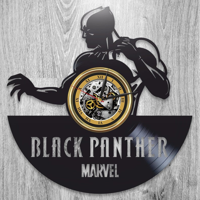 Black Panther Vinyl Record Silent Wall Clock Marvels Decor - Etsy