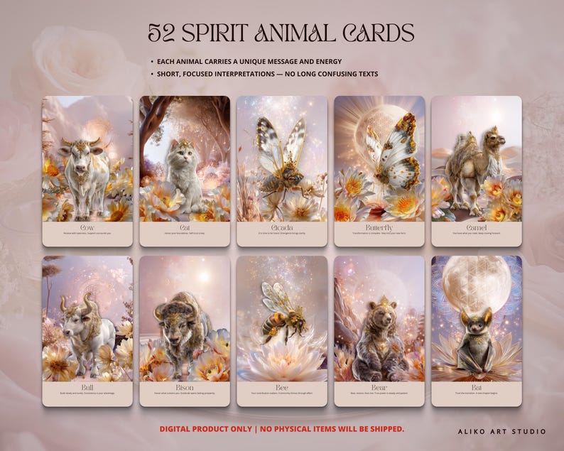 Oracle Cards Spirit Animals - Printable & Editable Spiritual Card Deck ...
