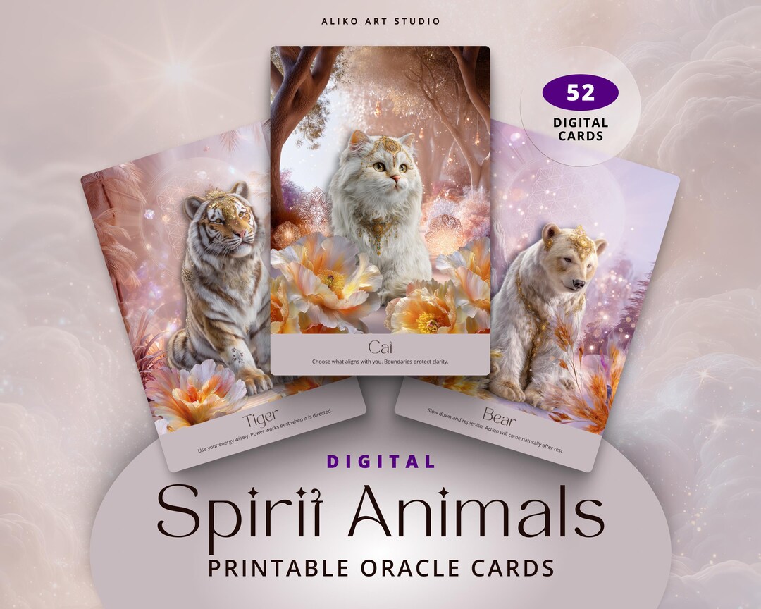 Oracle Cards Spirit Animals Design - Printable & Editable Card Deck for ...