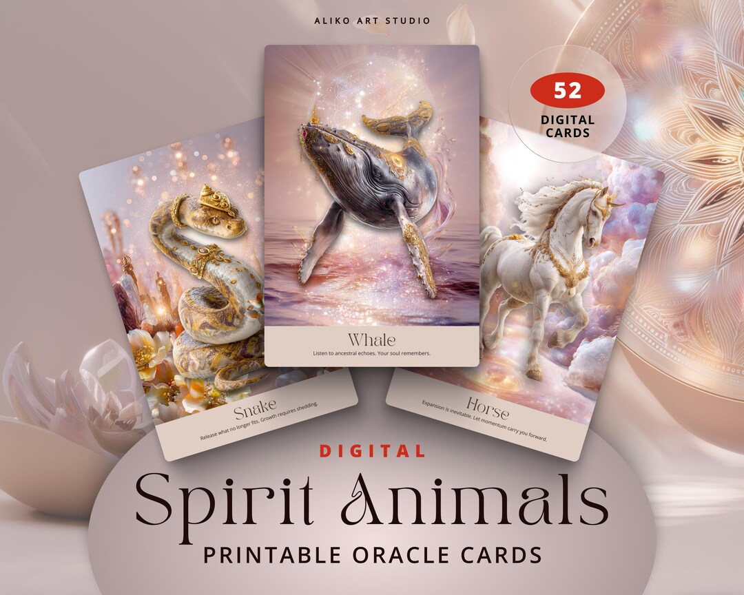 Oracle Cards Spirit Animals Printable Deck for Intuitive Readings and ...