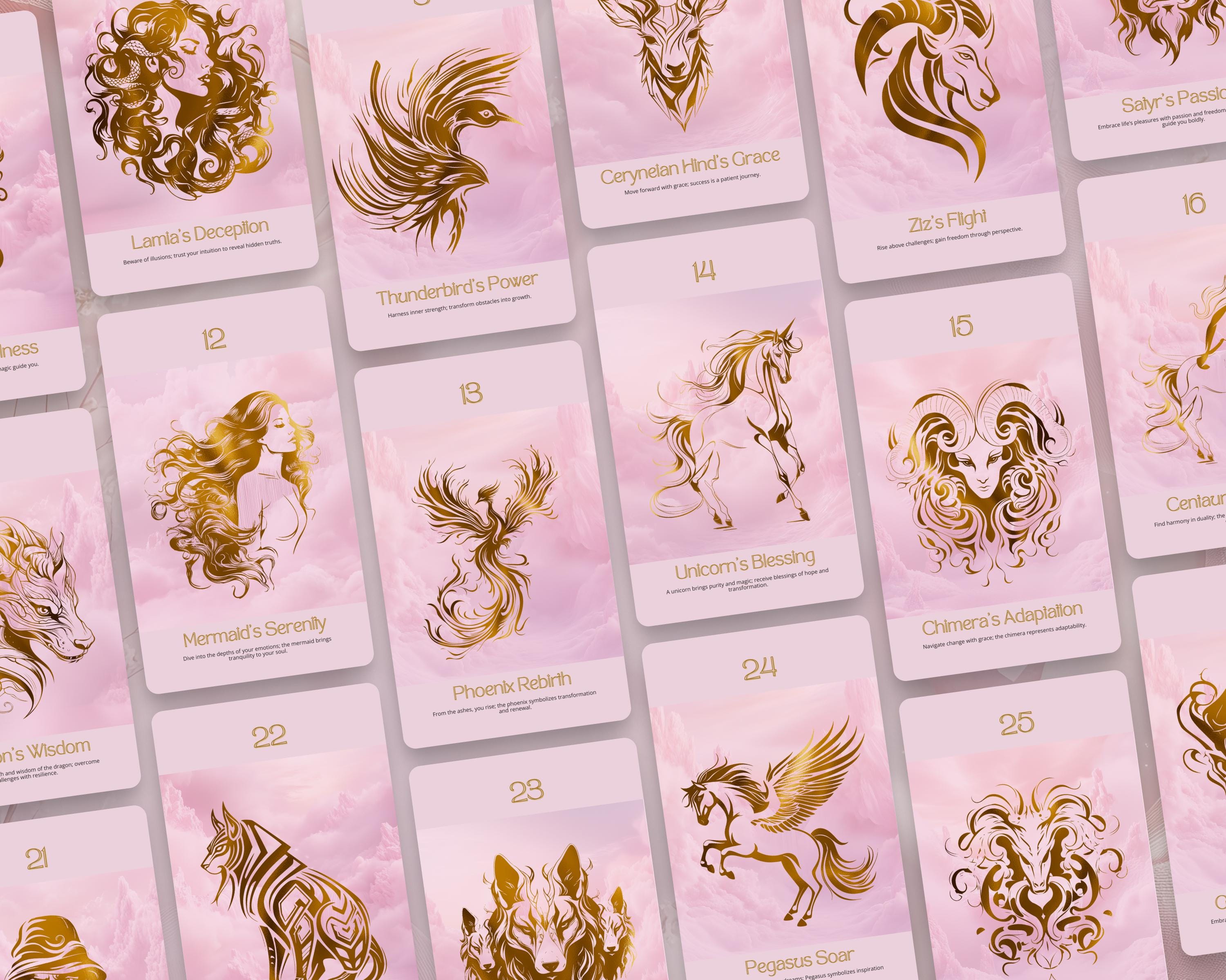 Oracle Cards Mythical Creatures - Printable & Editable DIY Card Deck ...