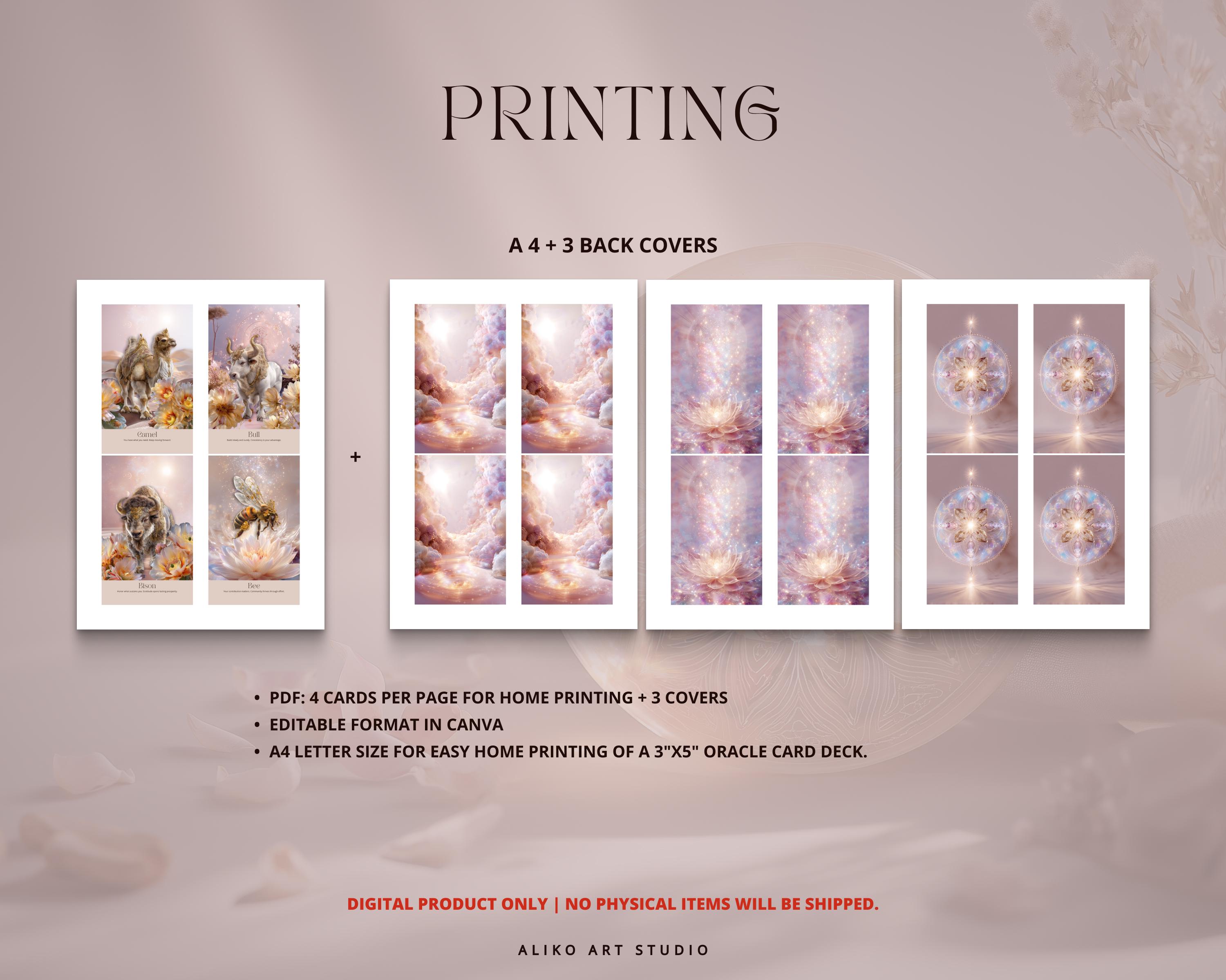 Oracle Cards Spirit Animals - Printable & Editable Spiritual Card Deck ...