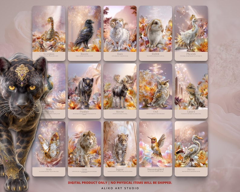 Oracle Cards Spirit Animals - Printable & Editable Spiritual Card Deck ...
