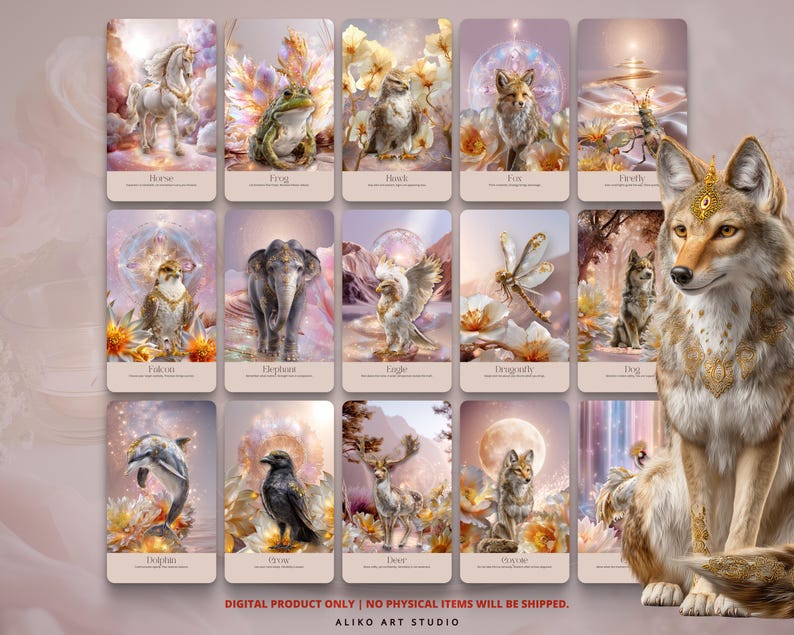 Oracle Cards Spirit Animals - Printable & Editable Spiritual Card Deck ...