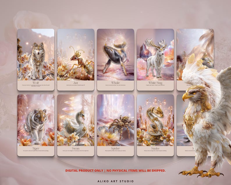 Oracle Cards Spirit Animals - Printable & Editable Spiritual Card Deck ...