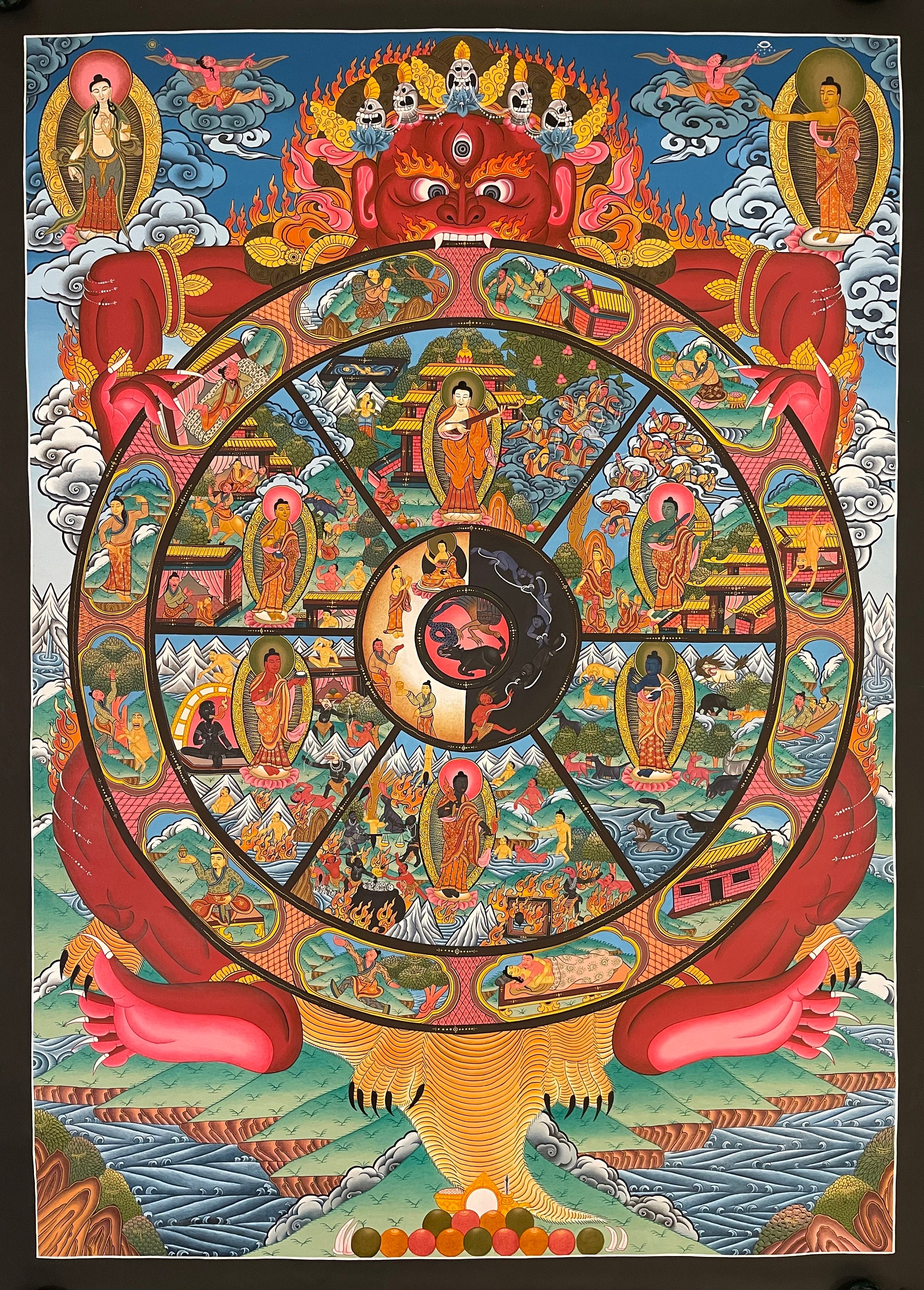 Wheel of Life Thangka | Limited Edition Master Quality Thangka | Elegant Meditation Thangka ...