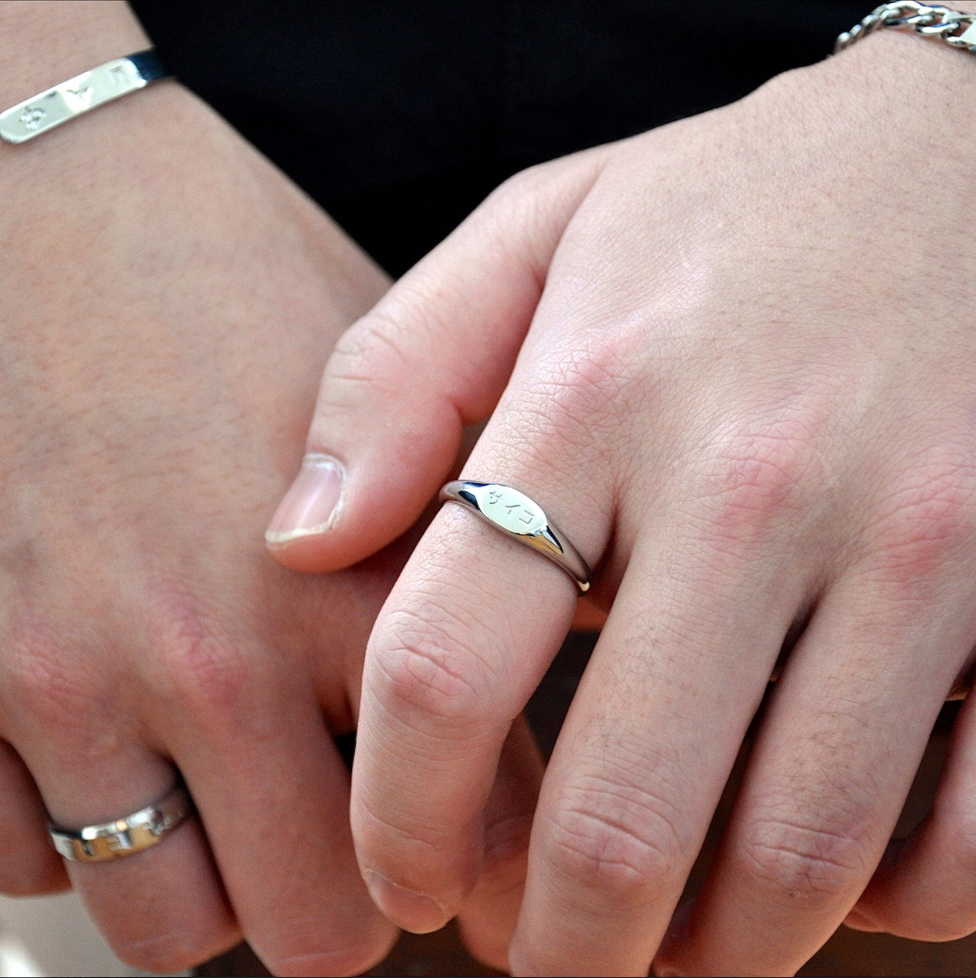 Japanese Signet Ring Engraved Kanji Characters Unisex Silver - Etsy