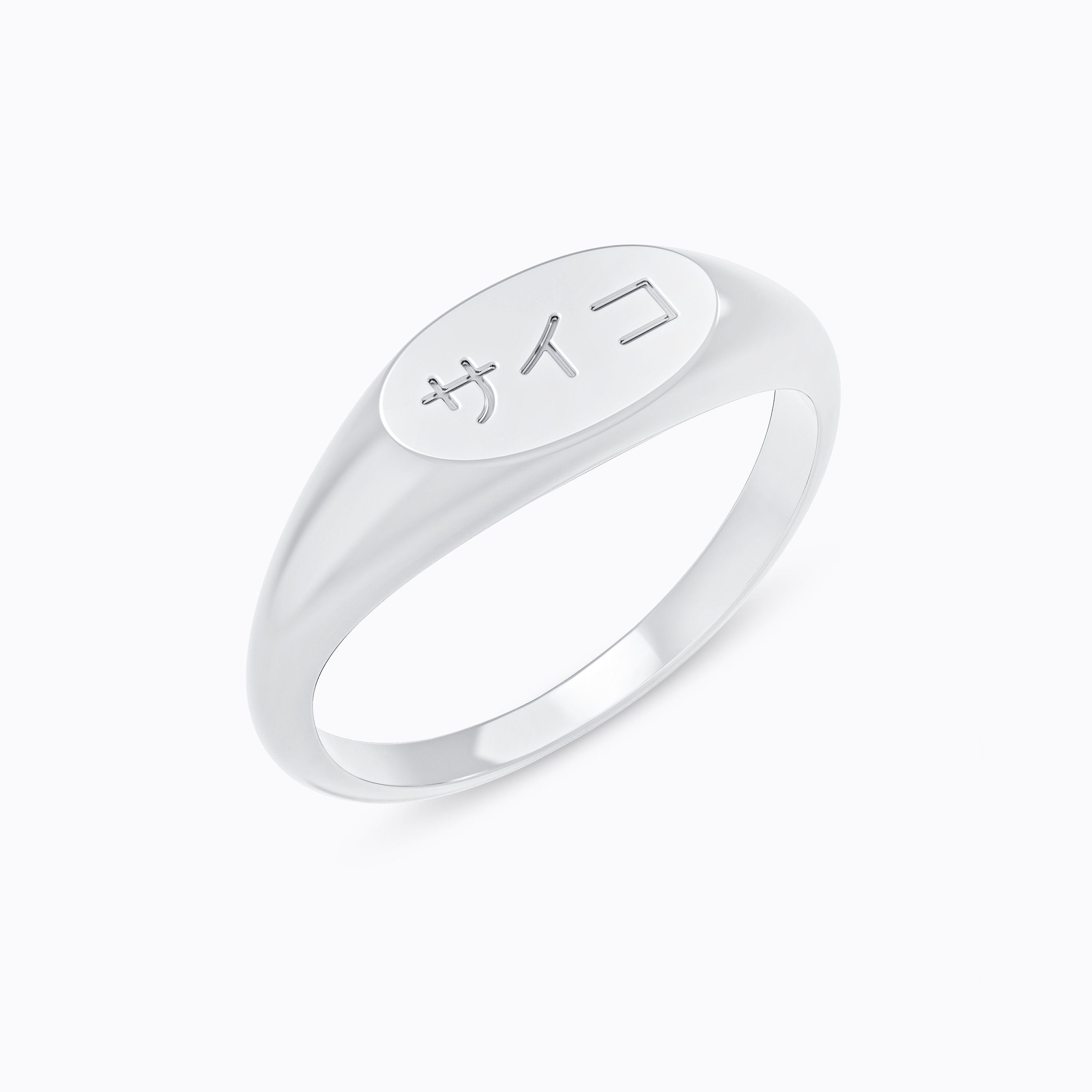 Japanese Signet Ring Engraved Kanji Characters Unisex Silver - Etsy