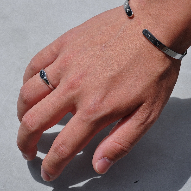 Japanese Signet Ring Engraved Kanji Characters Unisex Silver - Etsy