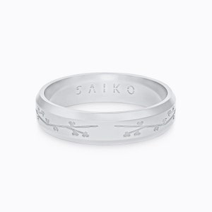 Japanese Cherry Blossom Sakura Ring, Engraved Kanji Characters, Unisex ...