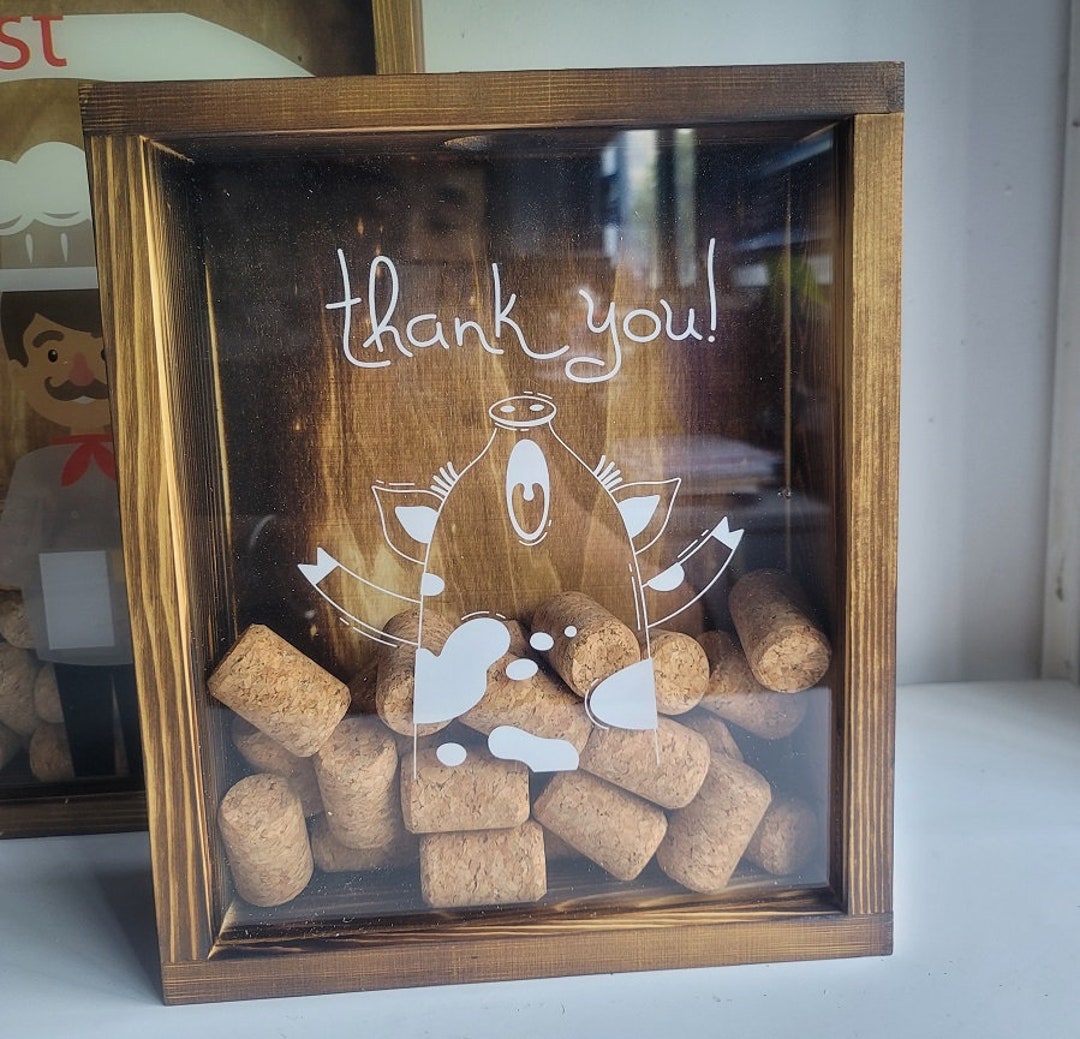 Wooden Wine Cork Box With Name Logo Beverage Wine Vino Prosecco Gin ...