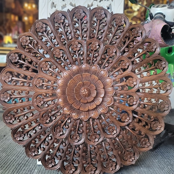 Teak Carved Mandala - Etsy