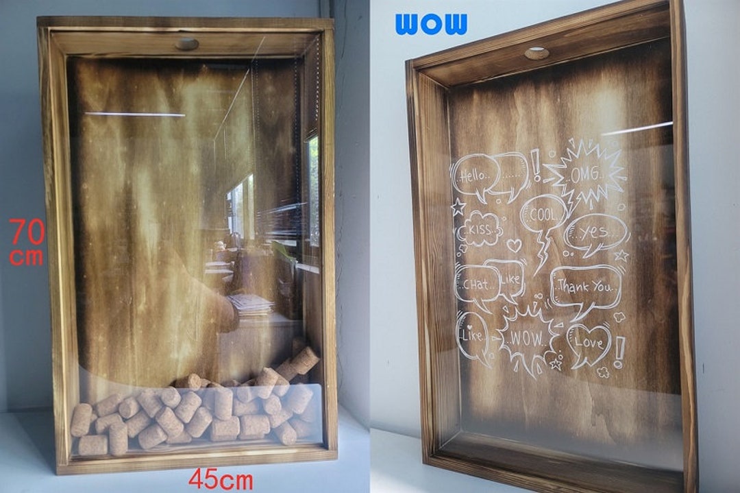 Wooden Wine Cork Box With Name Logo Beverage Wine Vino Prosecco Gin ...