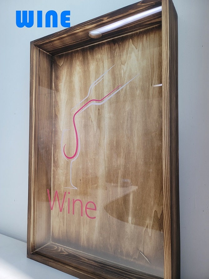 Wooden Wine Cork Box With Name Logo Beverage Wine Vino Prosecco Gin ...