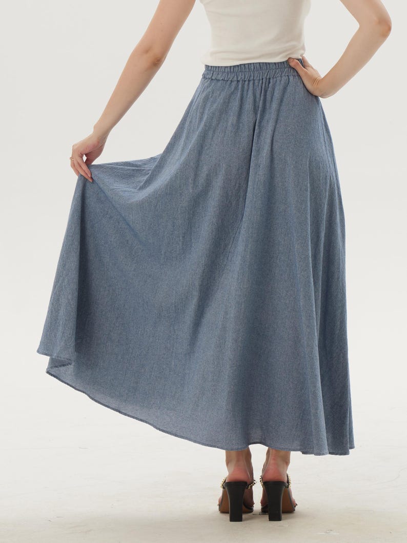 Linen Flowy Skirt for Women, Summer Fall Maxi Full Skirt With Elastic ...
