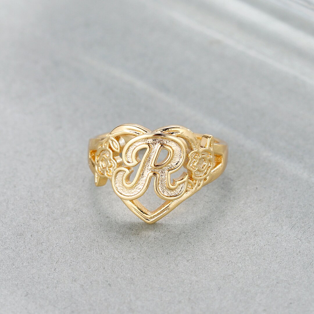 Custom Initials Heart Adjustable Ring for Women,any Letter A-z,love ...