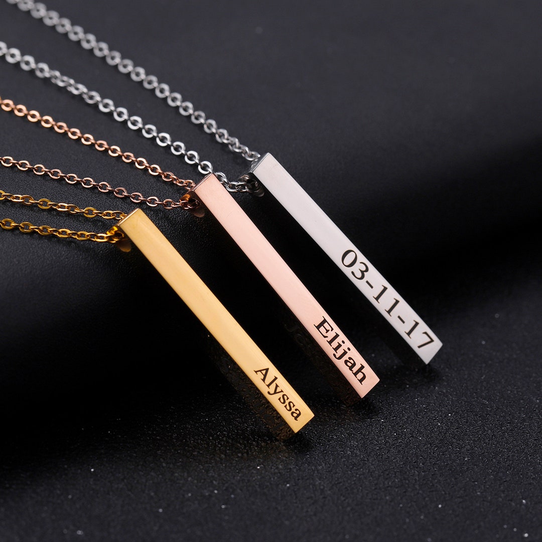 Personalized Name Textbar Jewelry, Customized Stainless Steel Gift, Bar ...