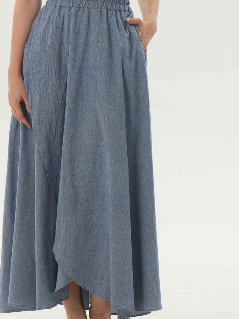 Linen Flowy Skirt for Women, Summer Fall Maxi Full Skirt With Elastic ...