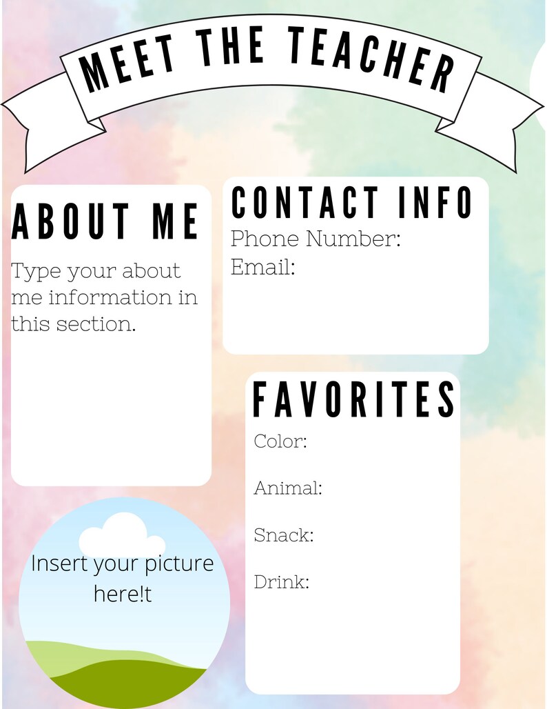 Editable, Printable Meet the Teacher Form *digital Download* - Etsy