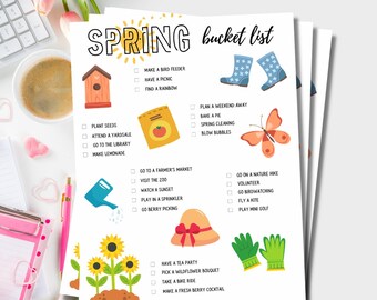 Spring Bucket List Printable, Spring Checklist, Spring Digital Planner ...
