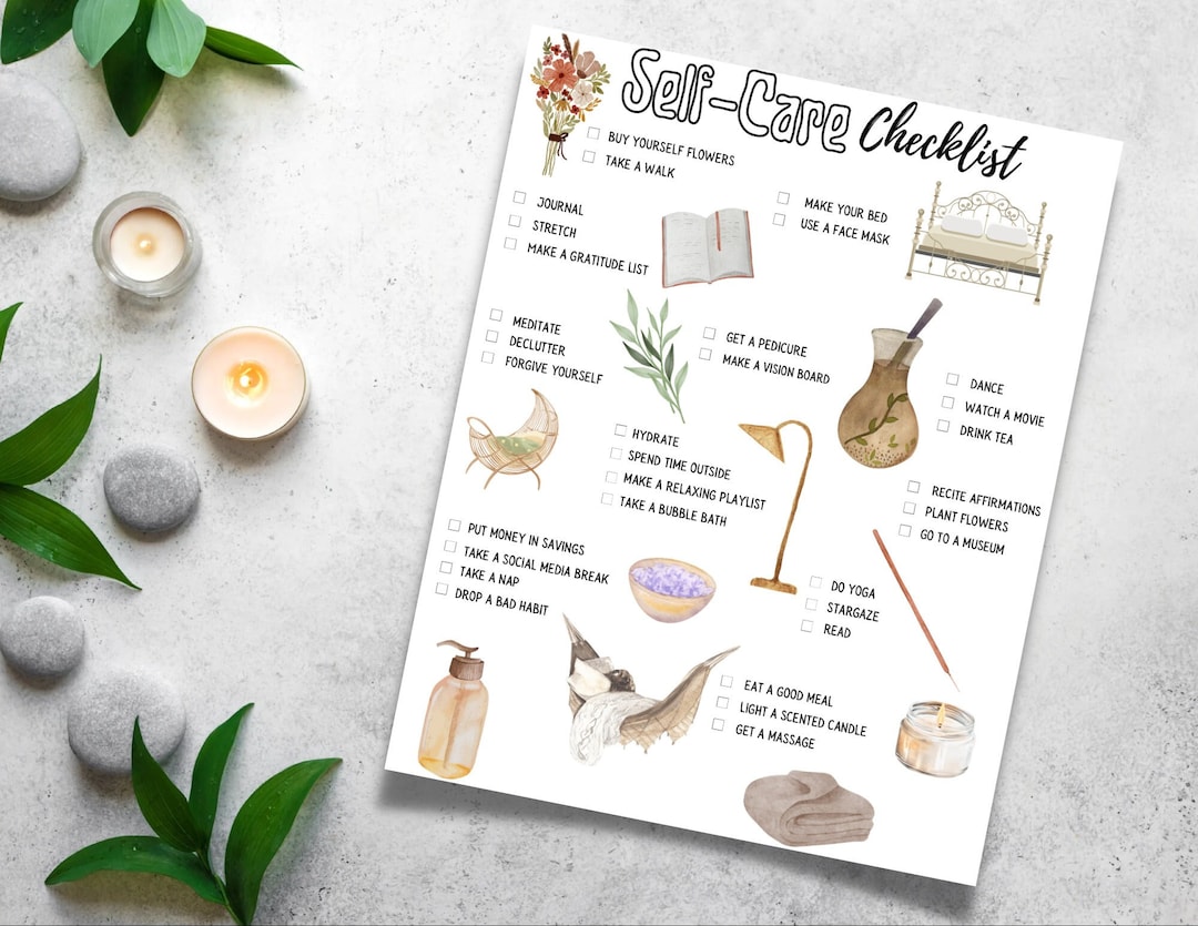 Printable & Digital Self-care Checklist, Watercolor To-do List - Etsy