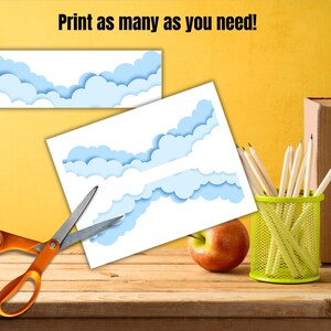 Printable Art Bulletin Board Borders, Colorful Clouds Classroom Decor ...