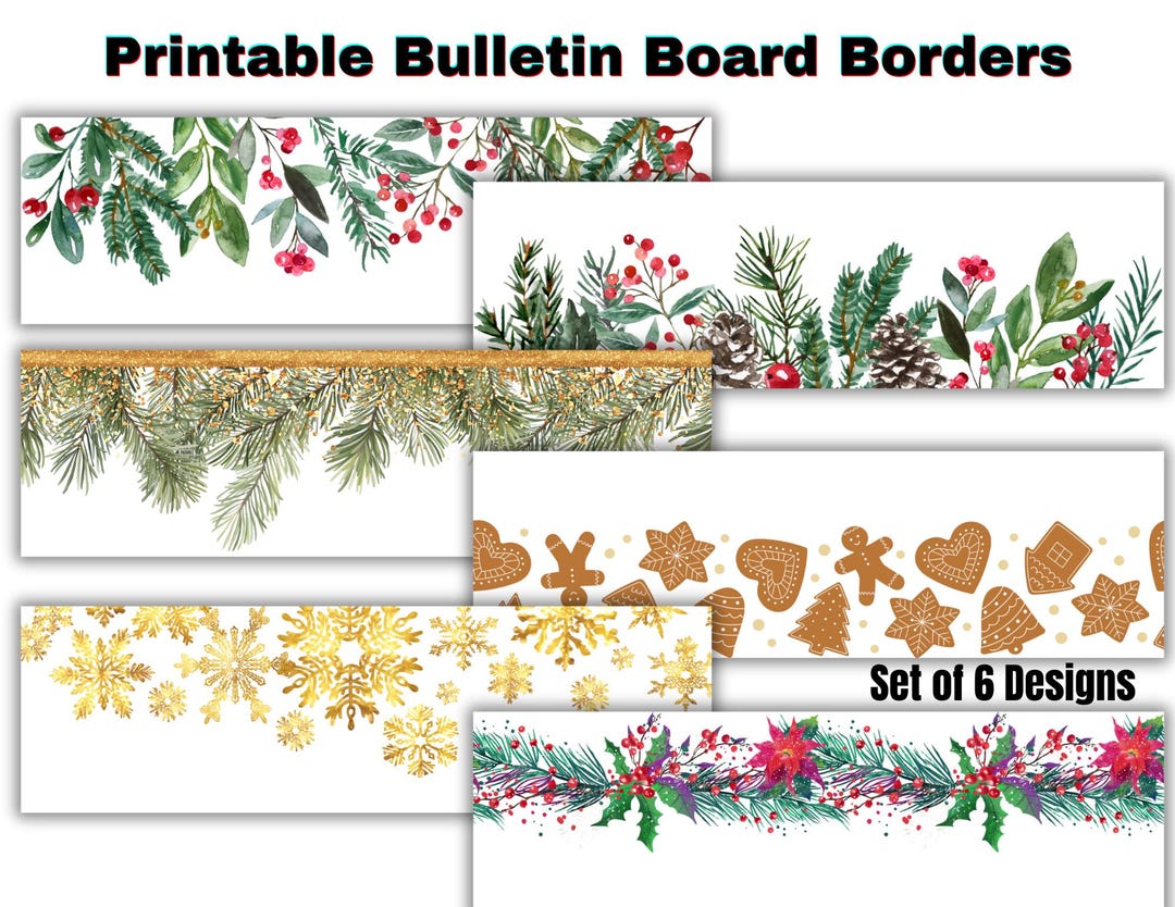 Printable Art Bulletin Board Borders, Winter Holiday Classroom Decor ...