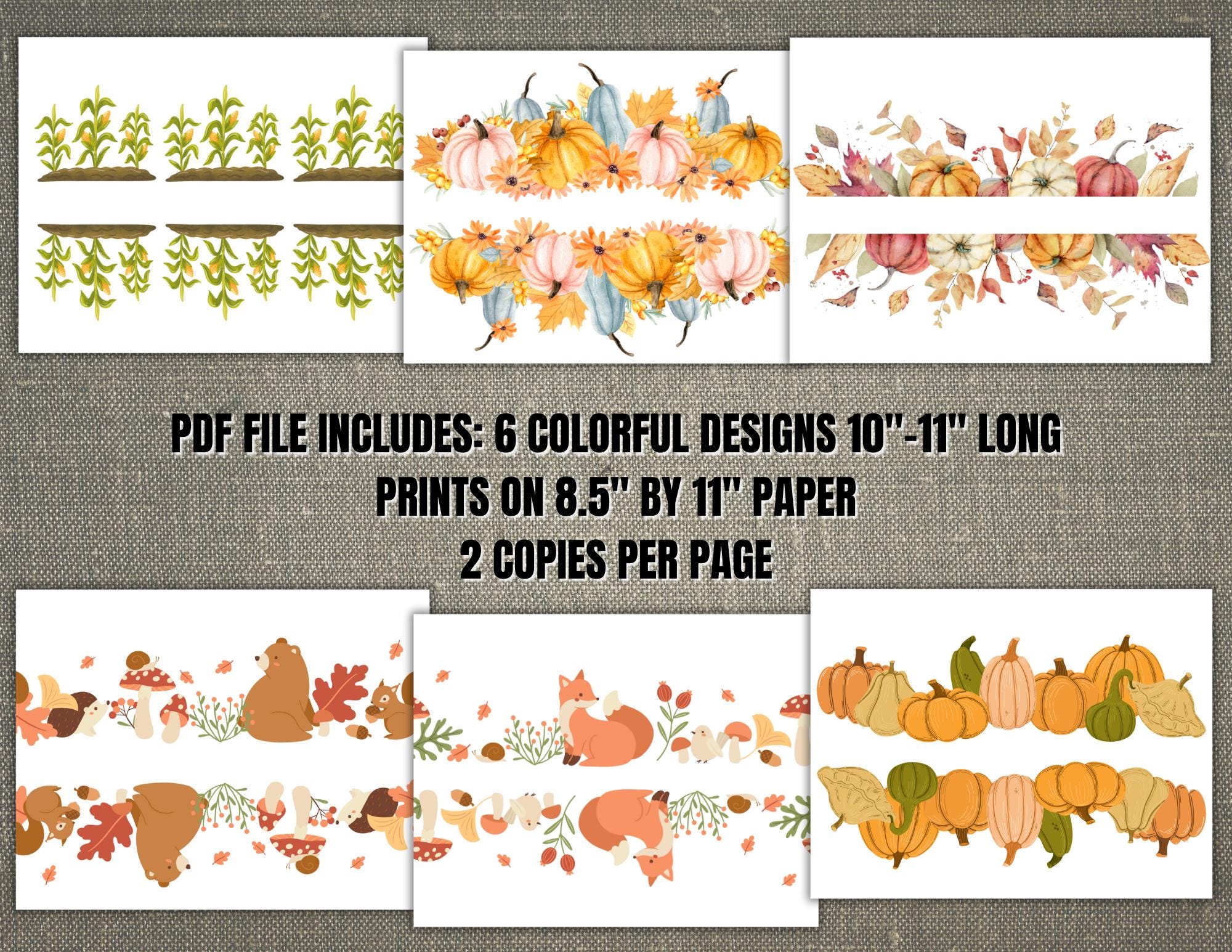 Printable Art Bulletin Board Borders, Fall Harvest Woodland Classroom ...