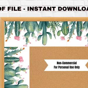 Printable Art Bulletin Board Borders, Succulents Cacti Classroom Decor ...