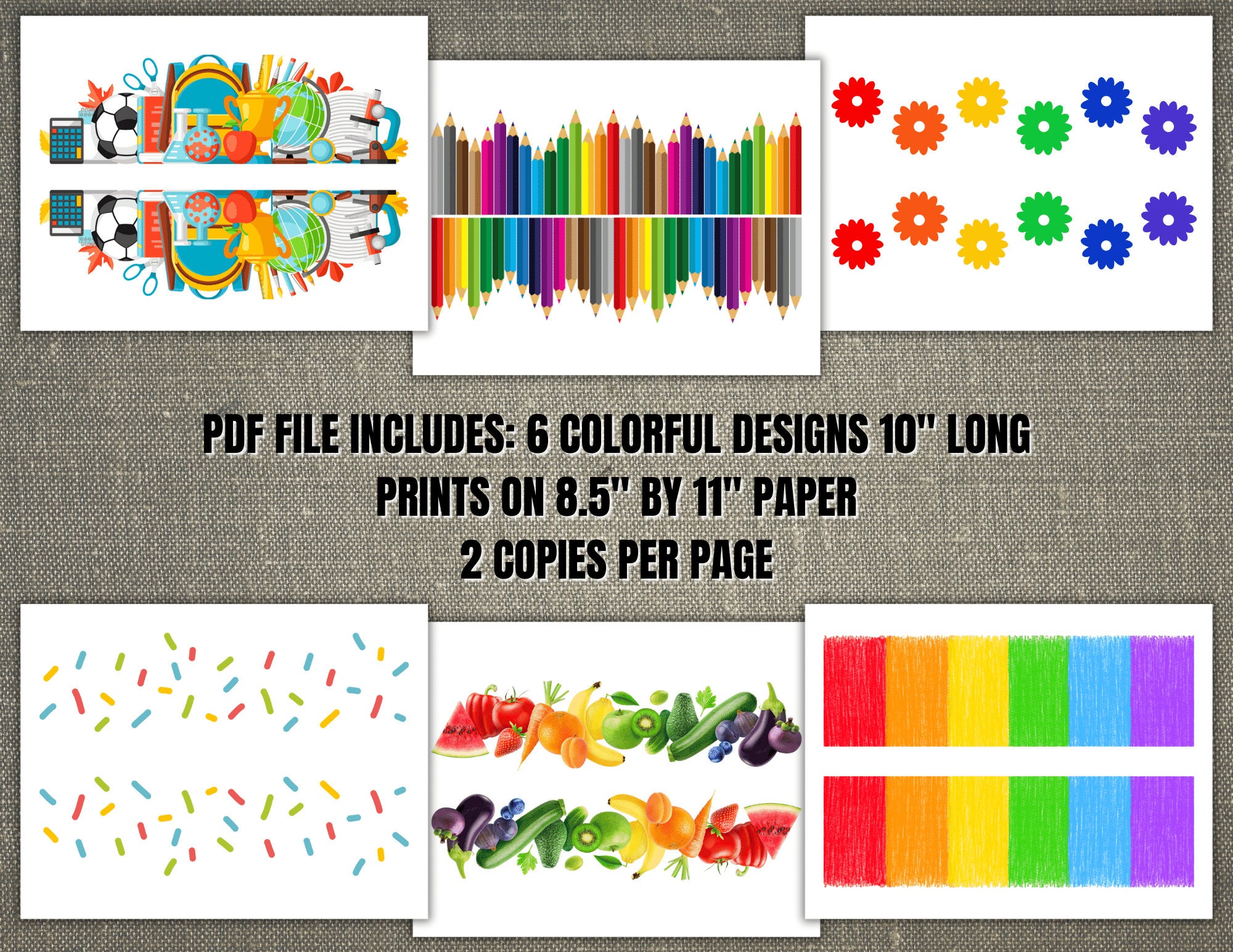 Printable Art Bulletin Board Borders, Colorful Rainbow Classroom Decor ...